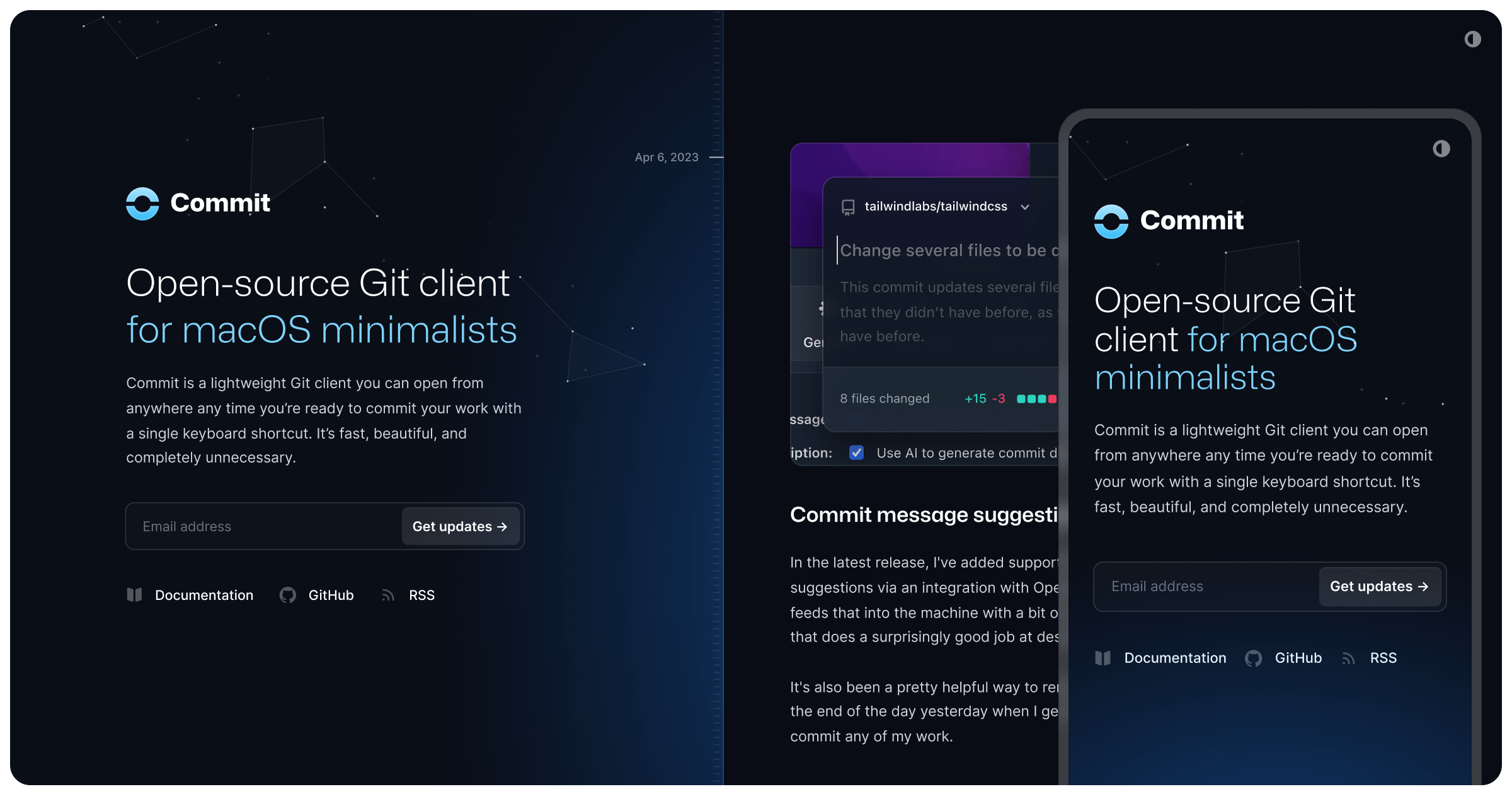 Commit - Tailwind CSS Changelog Template