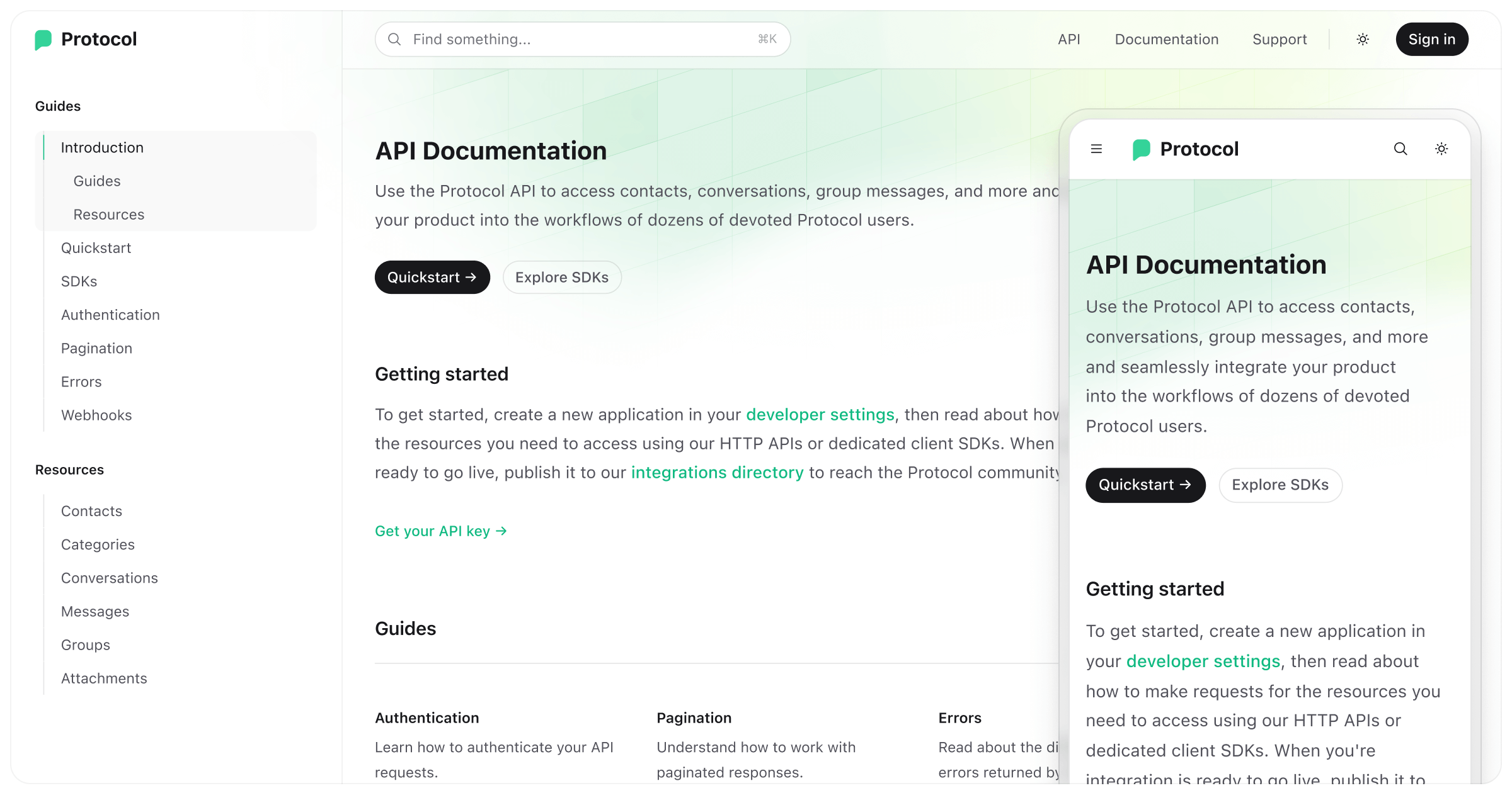 Protocol - Tailwind CSS API Reference Template