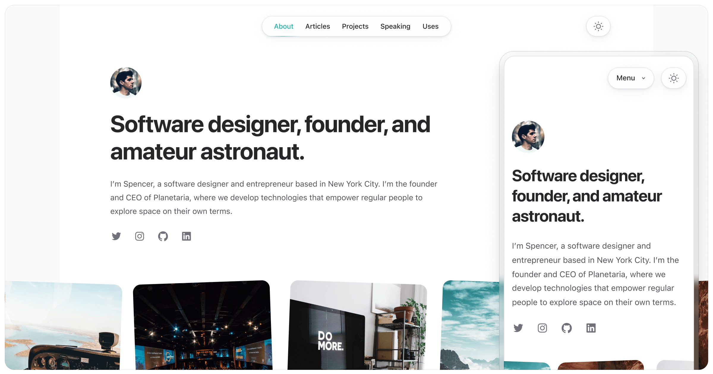 Spotlight - Tailwind CSS Personal Website Template